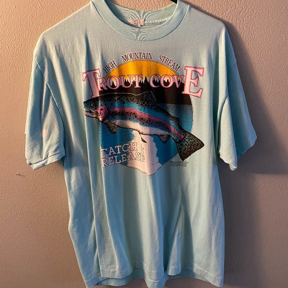 Shirts | Vintage 9s Trout Cove Fishing Shirt Rainbow Trout | Poshmark